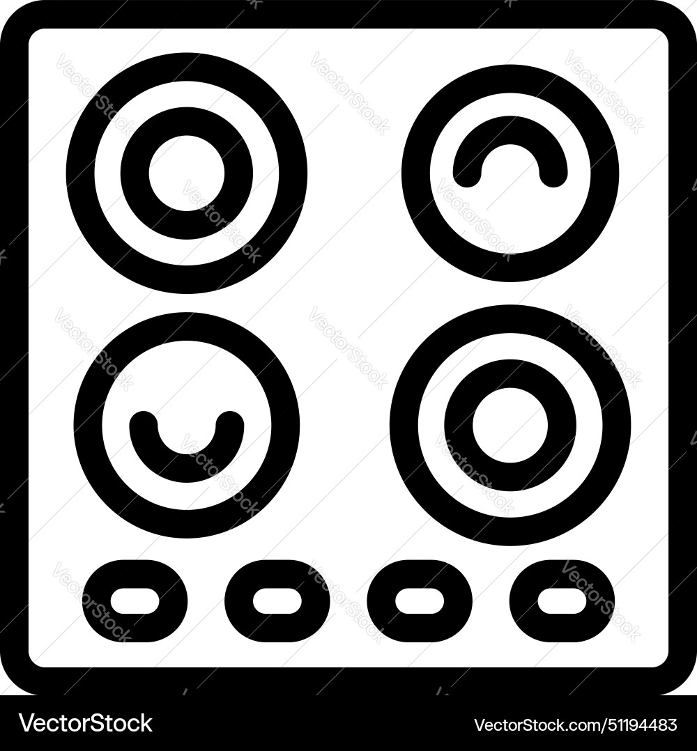 Induction cooking surface icon outline Royalty Free Vector