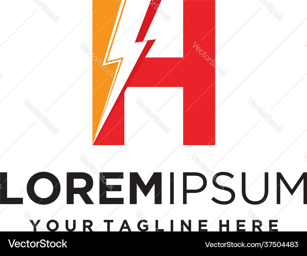 Letter h lightning electric logo Royalty Free Vector Image