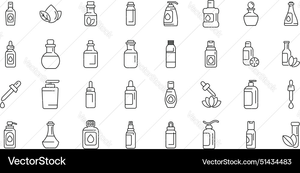 Massage oil icons set a collection Royalty Free Vector Image