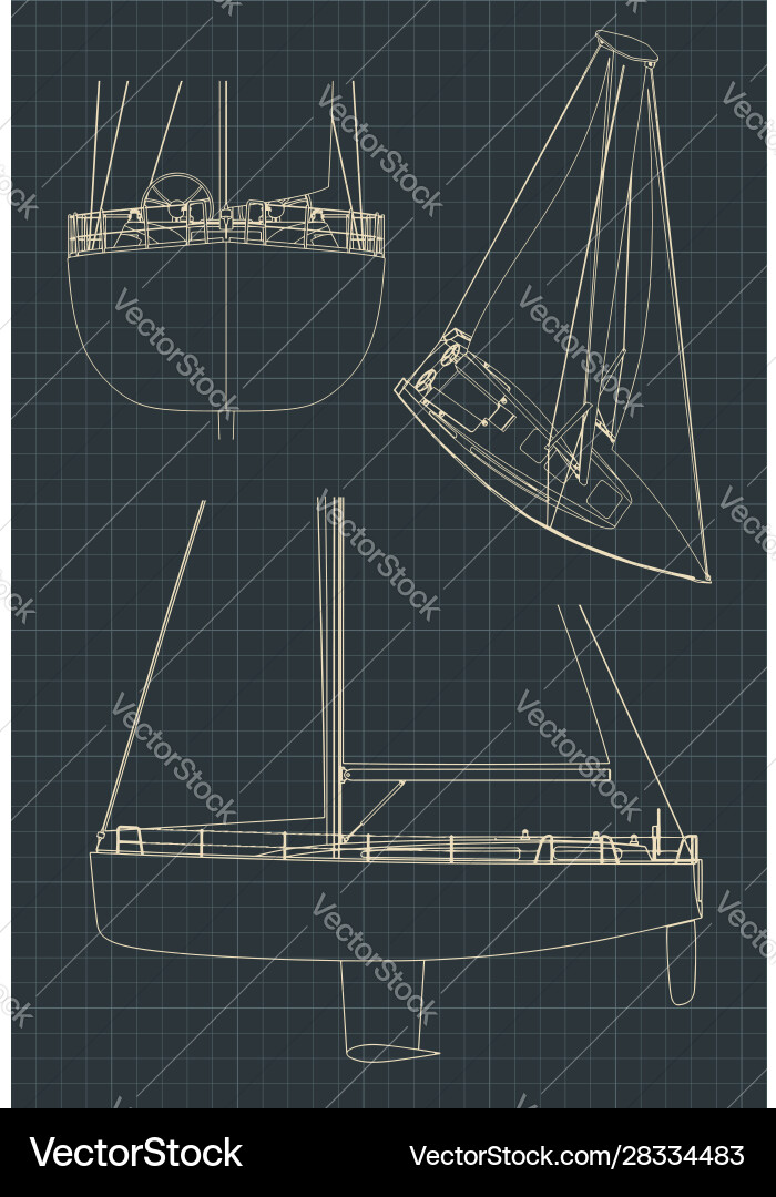 Sailing yacht drawings Royalty Free Vector Image