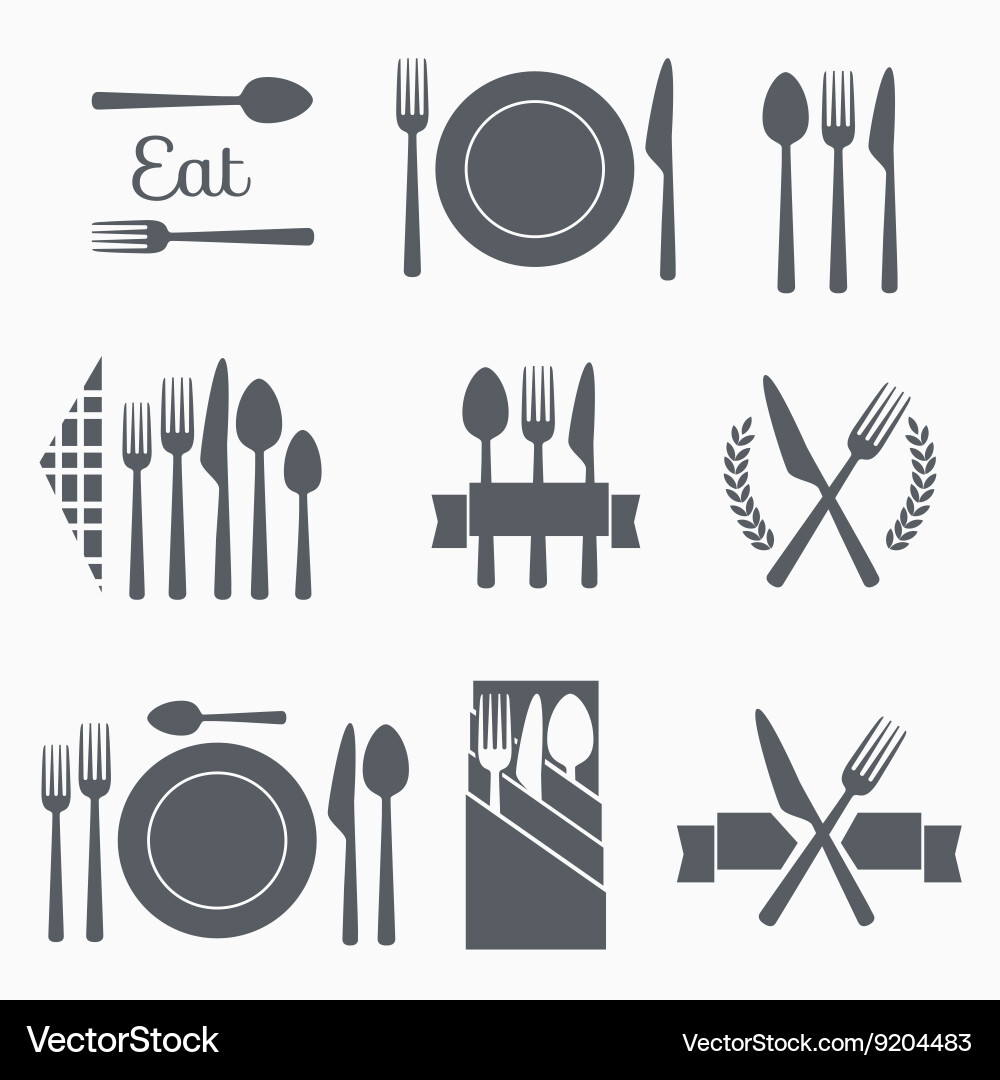 Set cutlery icons Royalty Free Vector Image - VectorStock