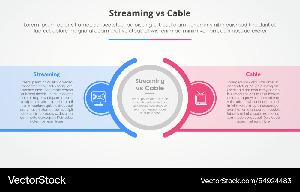 Streaming services vs cable comparison opposite Vector Image