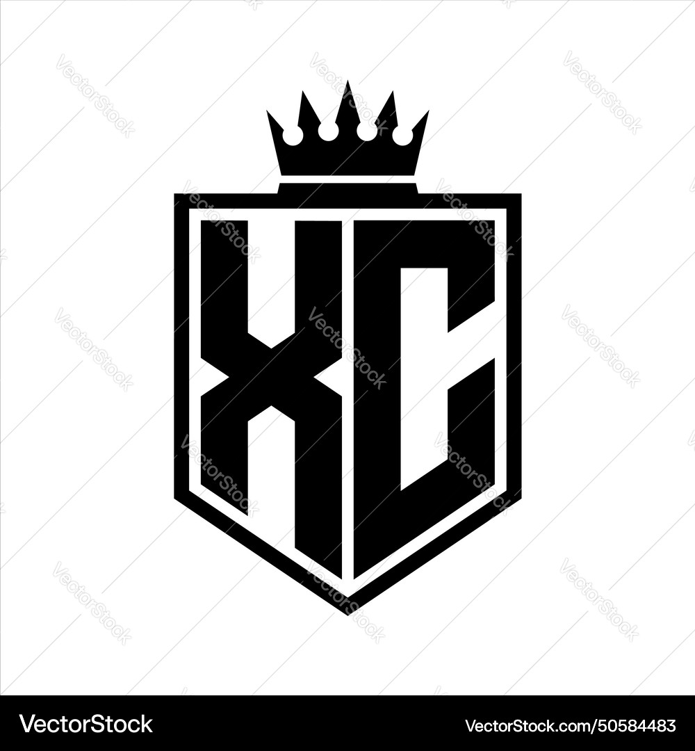 Xc logo monogram bold shield geometric shape Vector Image