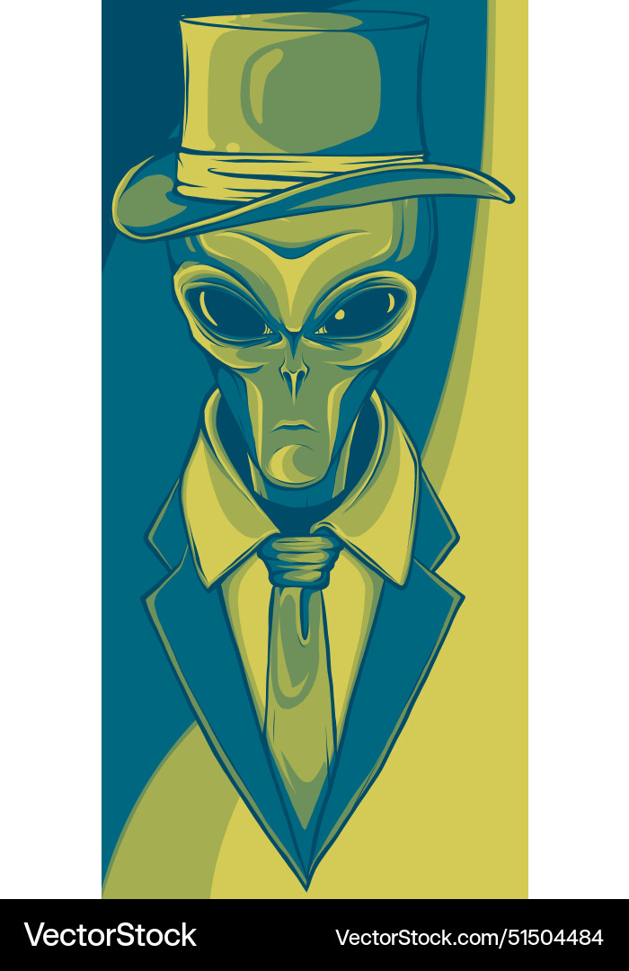 Alien with suit on white Royalty Free Vector Image
