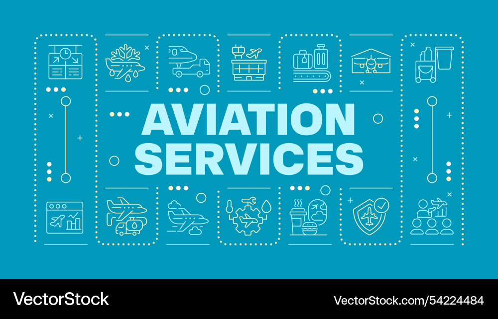 Aviation services bondi blue word concept Vector Image