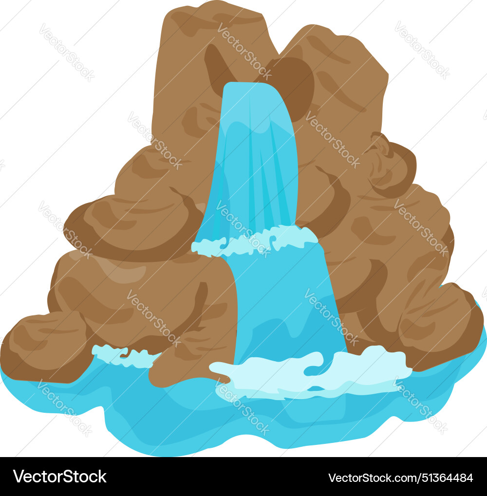 Cartoon waterfall and pool Royalty Free Vector Image