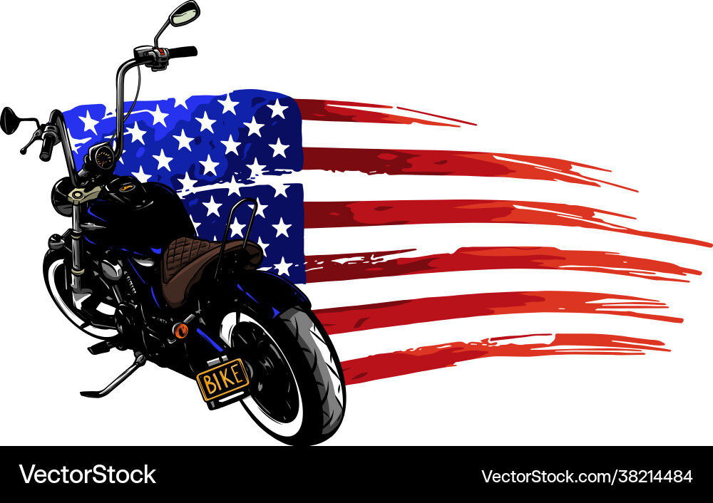 Chopper motorcycle with american flag Royalty Free Vector