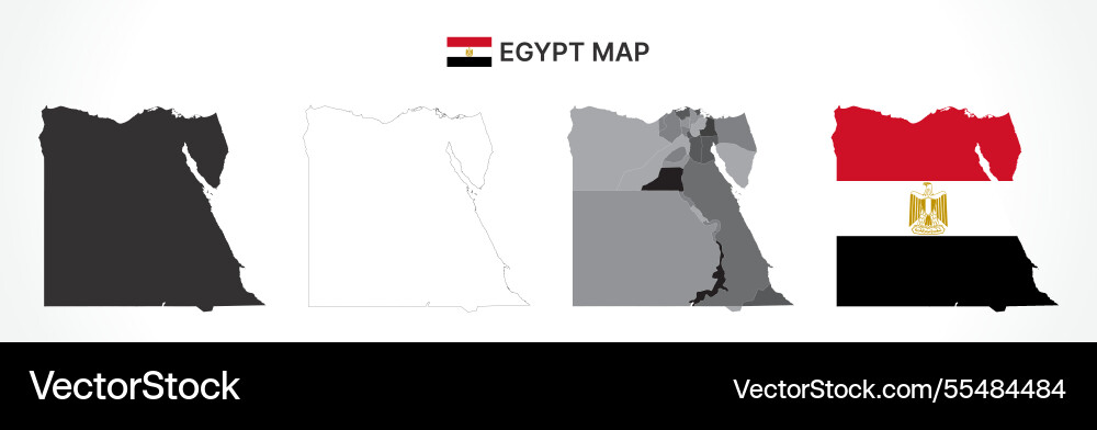 Detailed egypt map collection with outline Vector Image