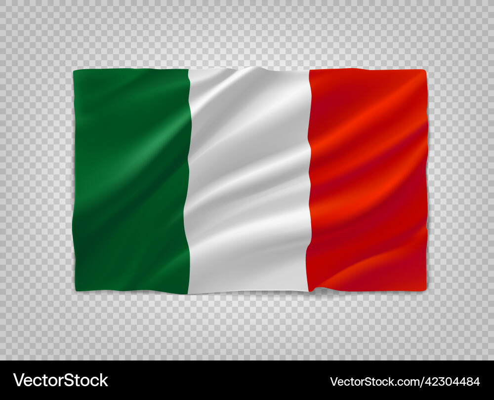 Flag of italy 3d object isolated on transparent Vector Image