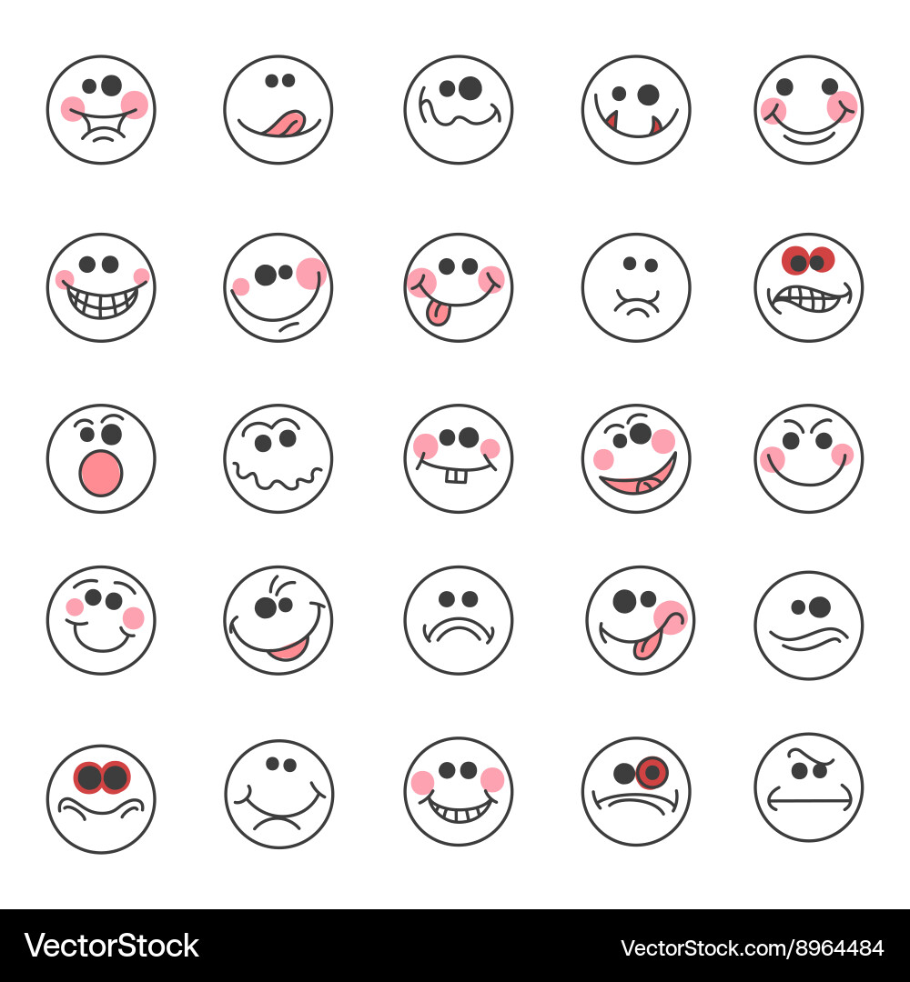 Hand Drawn Doodle Emoticons Set Royalty Free Vector Image