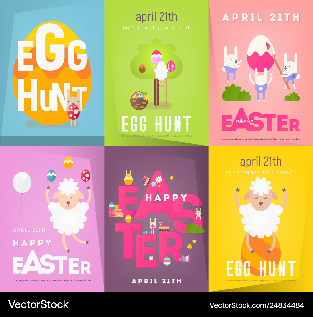 Happy easter posters set Royalty Free Vector Image