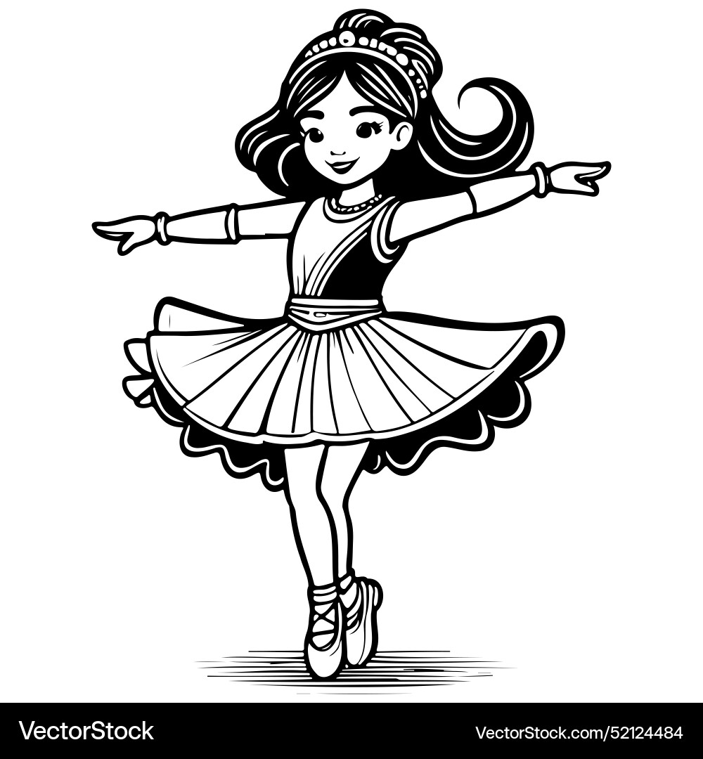 Ink cartoon dancer drawing realistic hand Vector Image