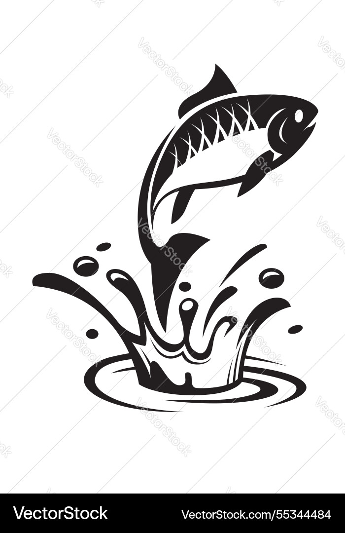 Jumping fish emblem Royalty Free Vector Image - VectorStock