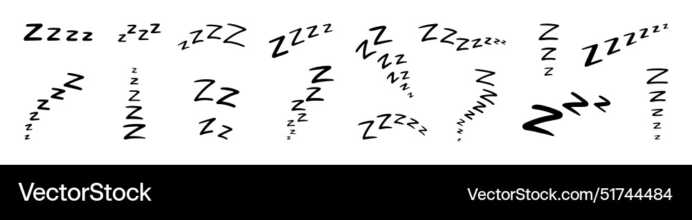 Lettering zzzz doodle style snore sleeping icons Vector Image