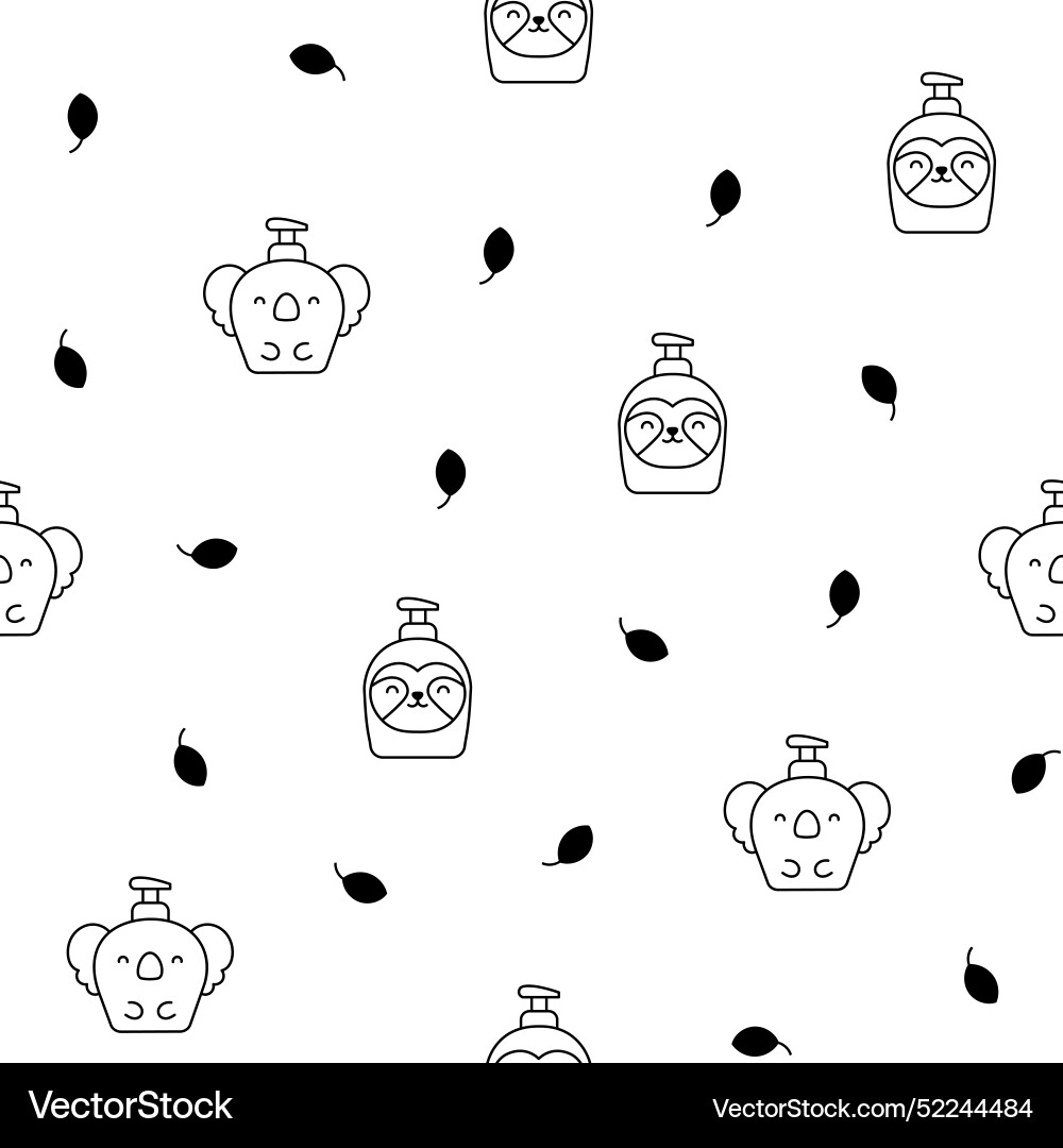 Liquid soap bottles with face coloring page Vector Image