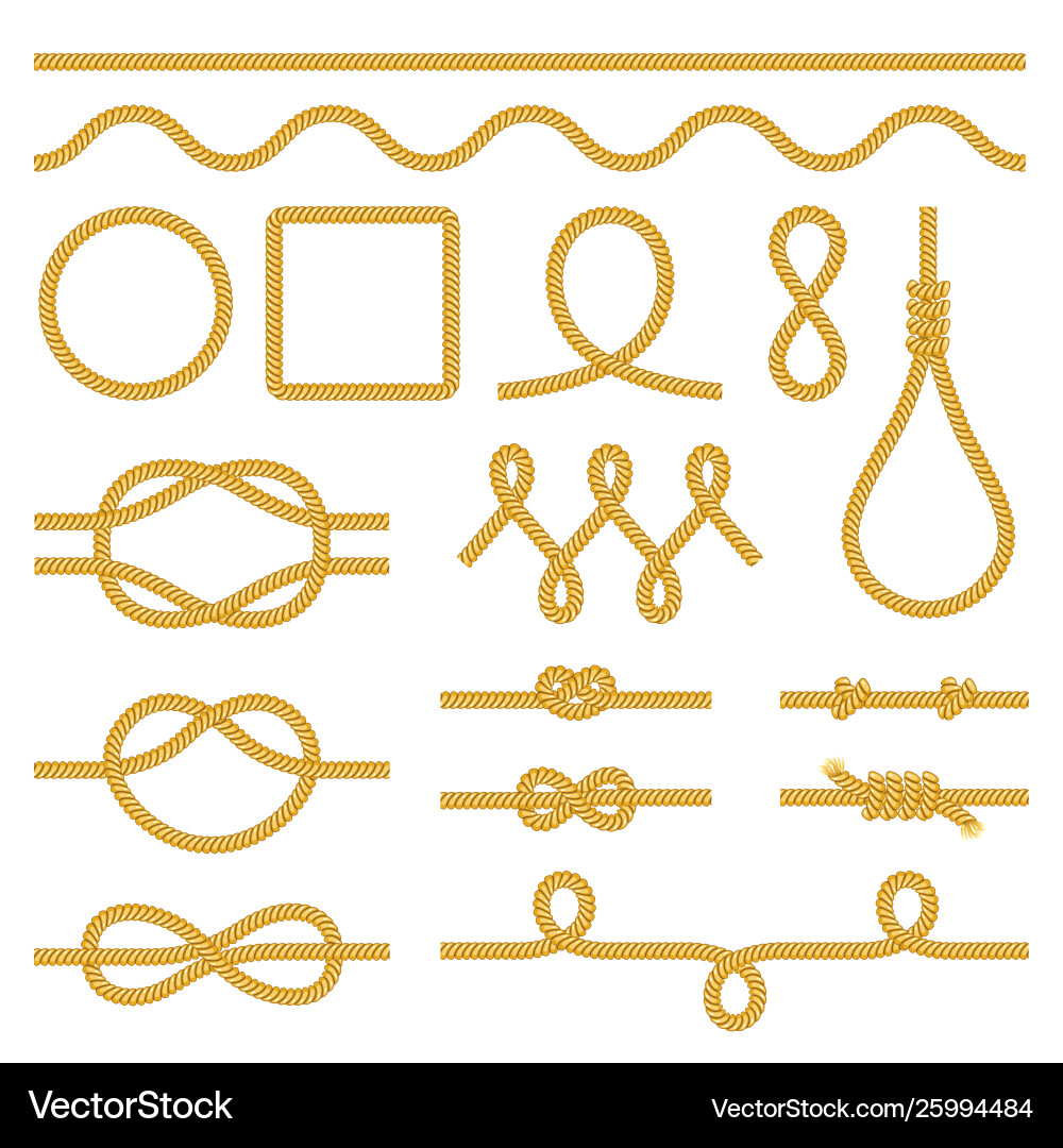 Rope Knoten Icons Foto realistisch Set Lizenzfreier Vektor