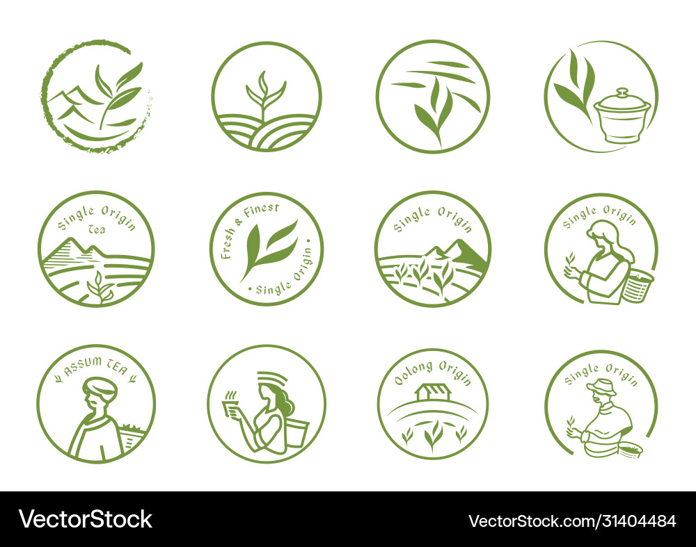 Single origin tea logo set Royalty Free Vector Image