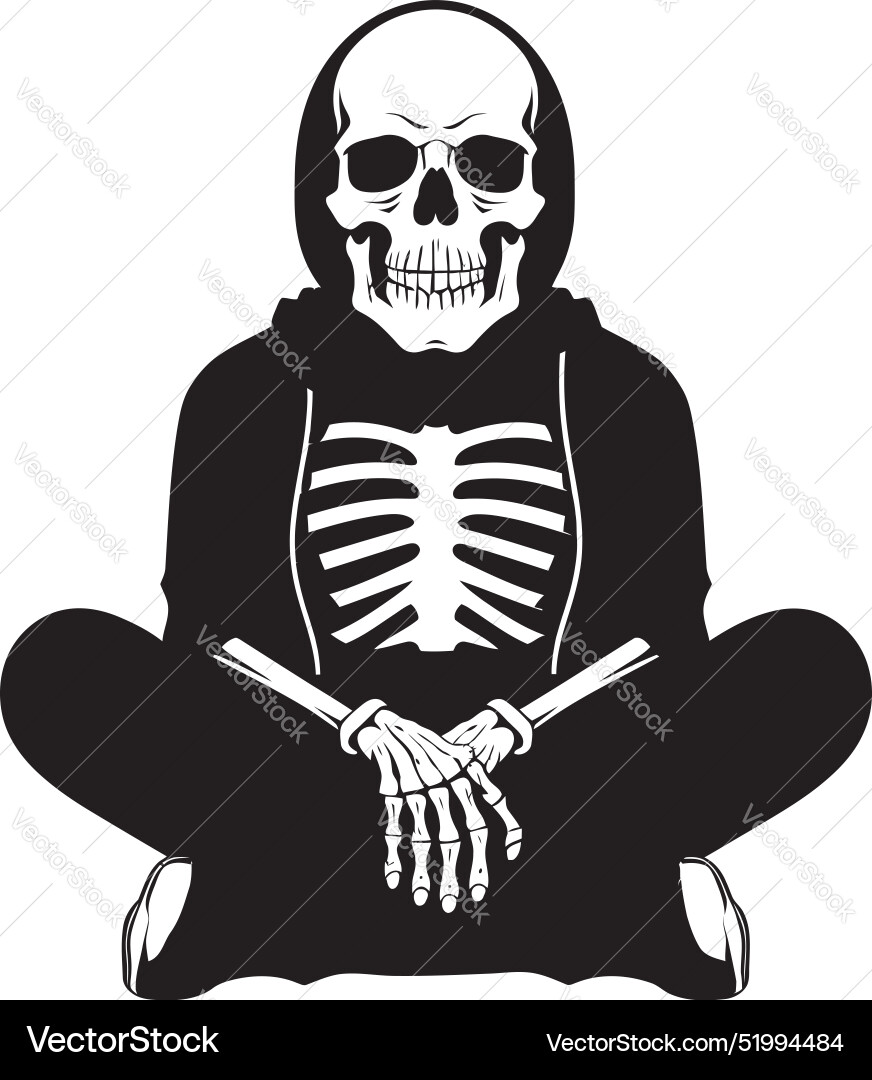 Skeleton soothe relaxation logo design chill Vector Image