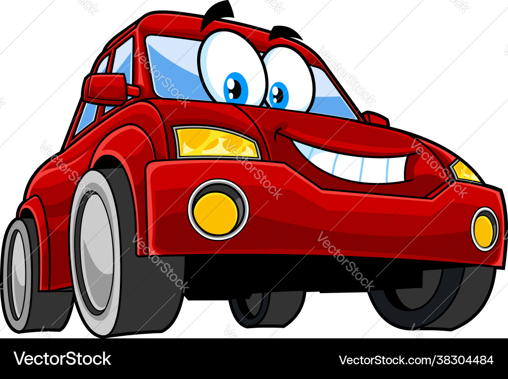 Smiling Red Cartoon Car Royalty Free Vector Image
