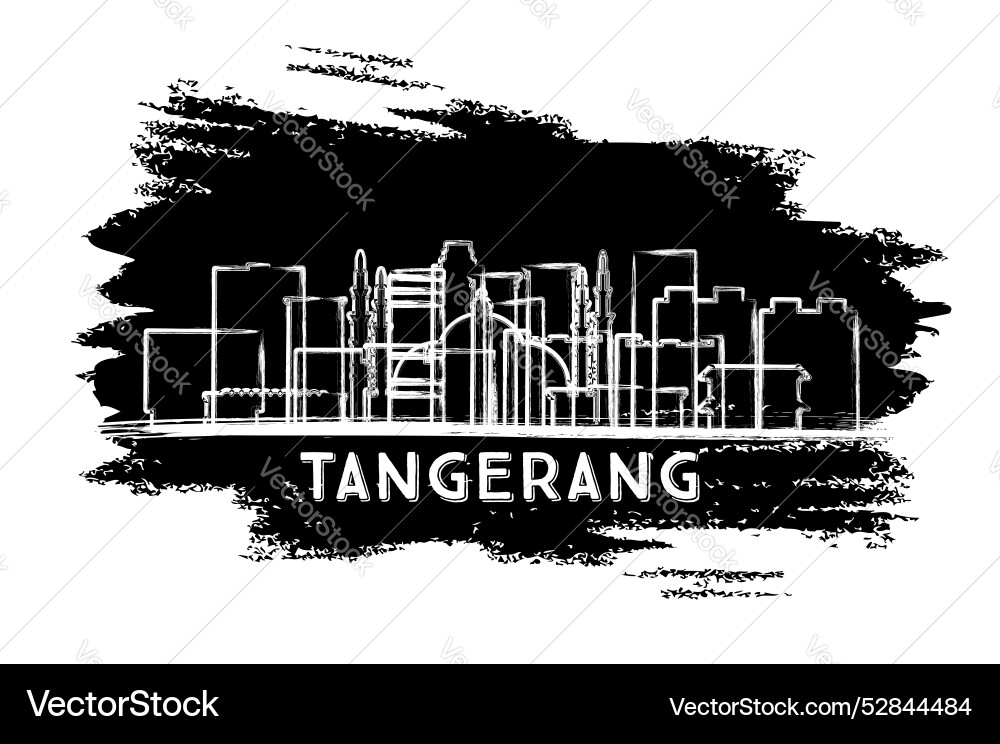 Tangerang indonesia city skyline silhouette hand Vector Image