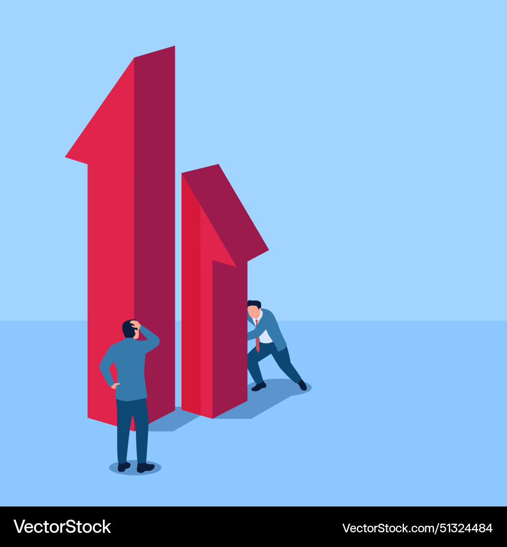 Two men join arrows but are not at the same Vector Image