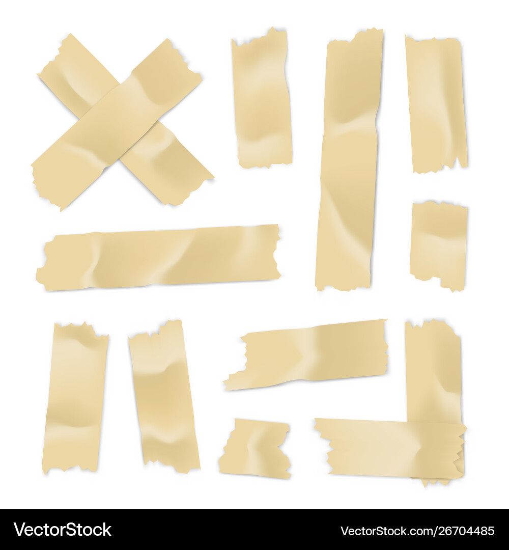 Adhesive tape set sticky paper strip isolated Vector Image