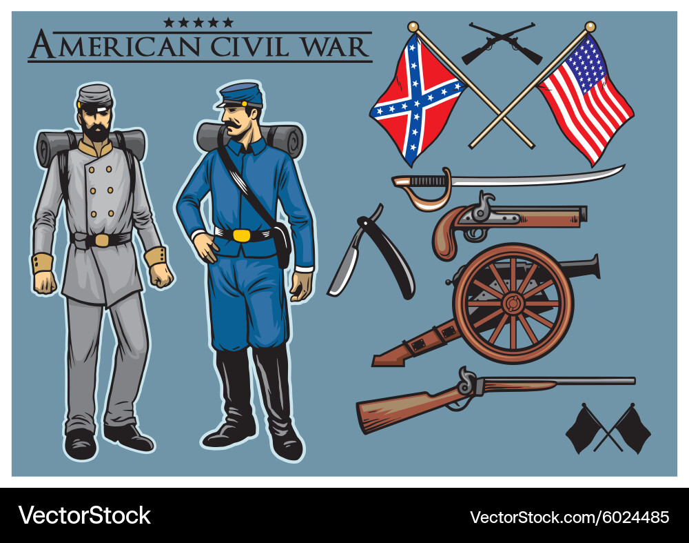 American civil war set Royalty Free Vector Image