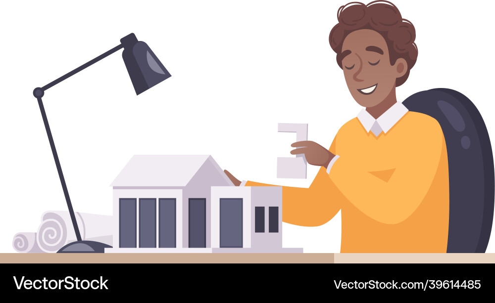 Architect cartoon composition Royalty Free Vector Image