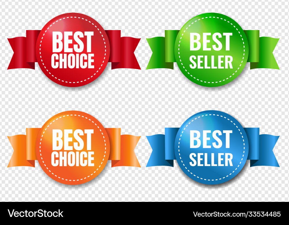 Best choice labels set transparent background Vector Image