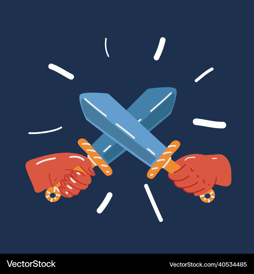 Cartoon of hand fighting Royalty Free Vector Image