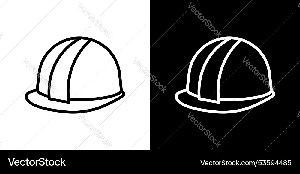 Construction safety helmet thin line icon set Vector Image