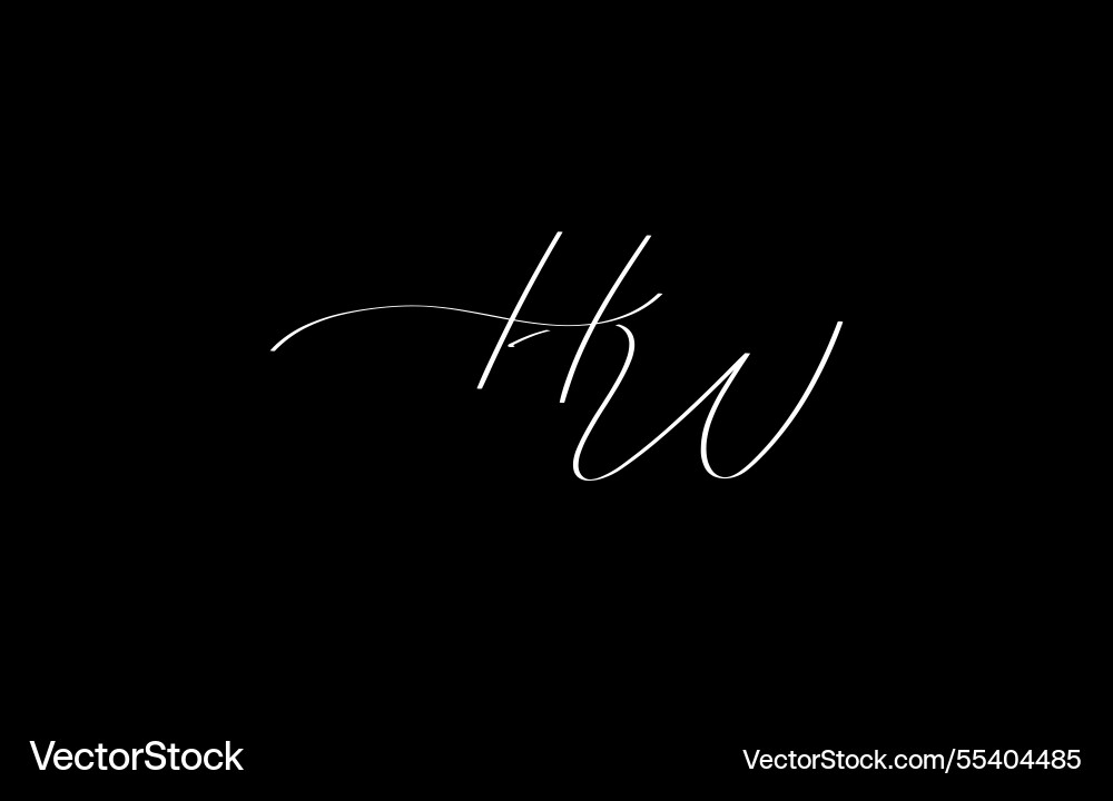 Elegant calligraphy of cursive hw logo Royalty Free Vector