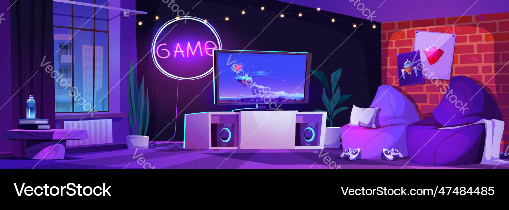 Gamer tournament night cartoon Royalty Free Vector Image