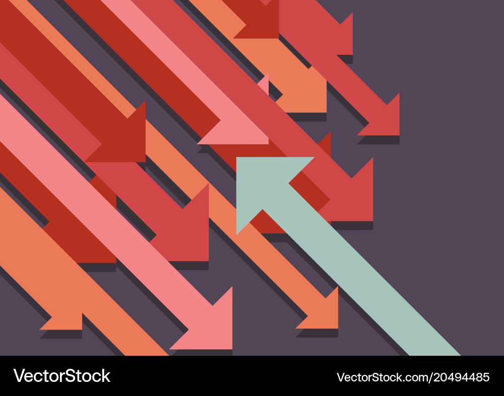 Green arrow in reverse trend Royalty Free Vector Image