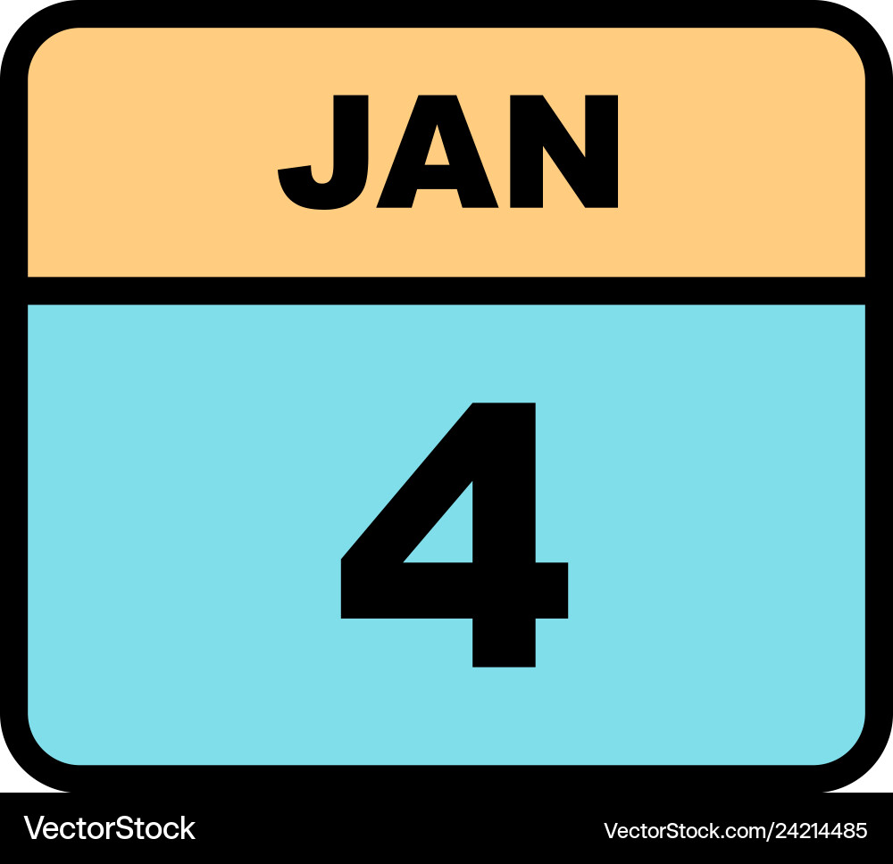 January 4th date on a single day calendar Vector Image