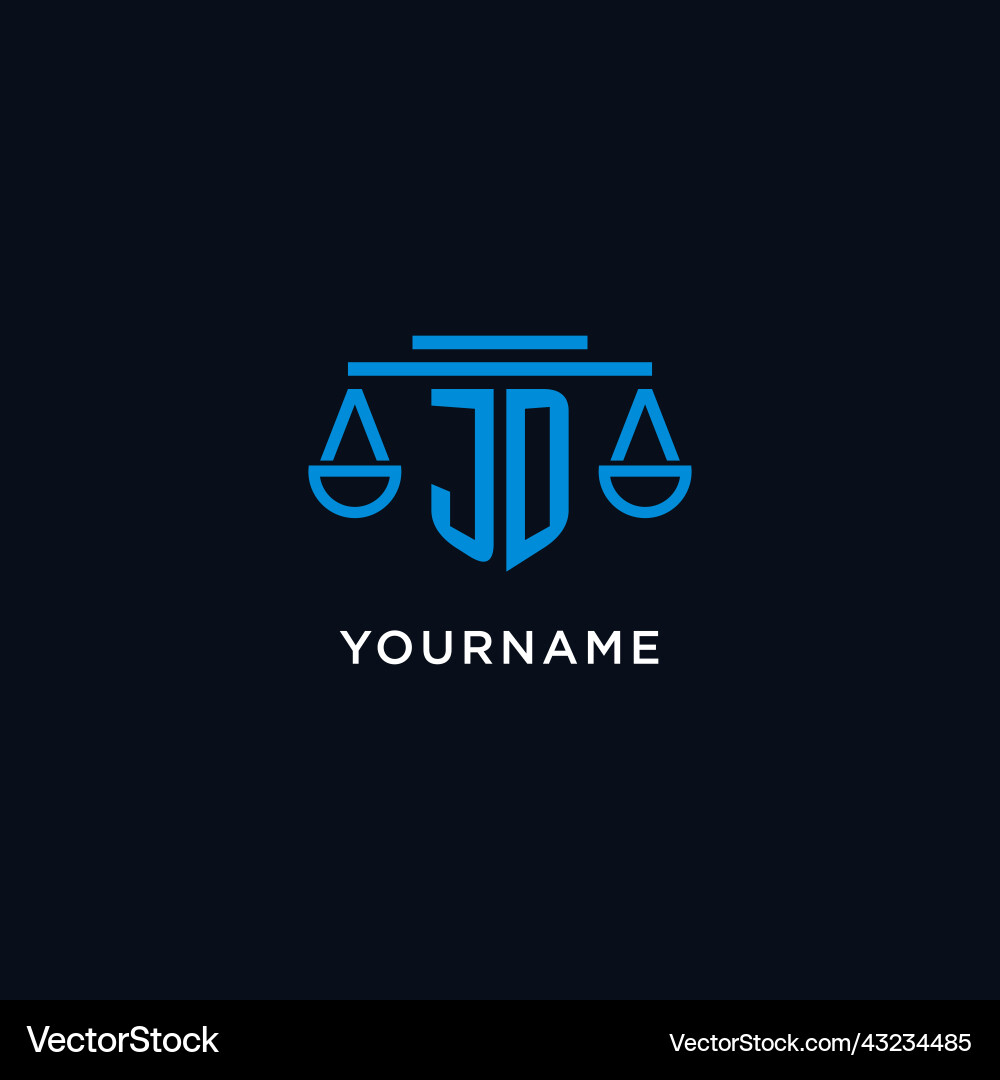 Jd monogram initial logo with scales of justice Vector Image