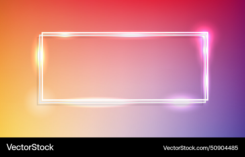 Neon double rectangular frame Royalty Free Vector Image
