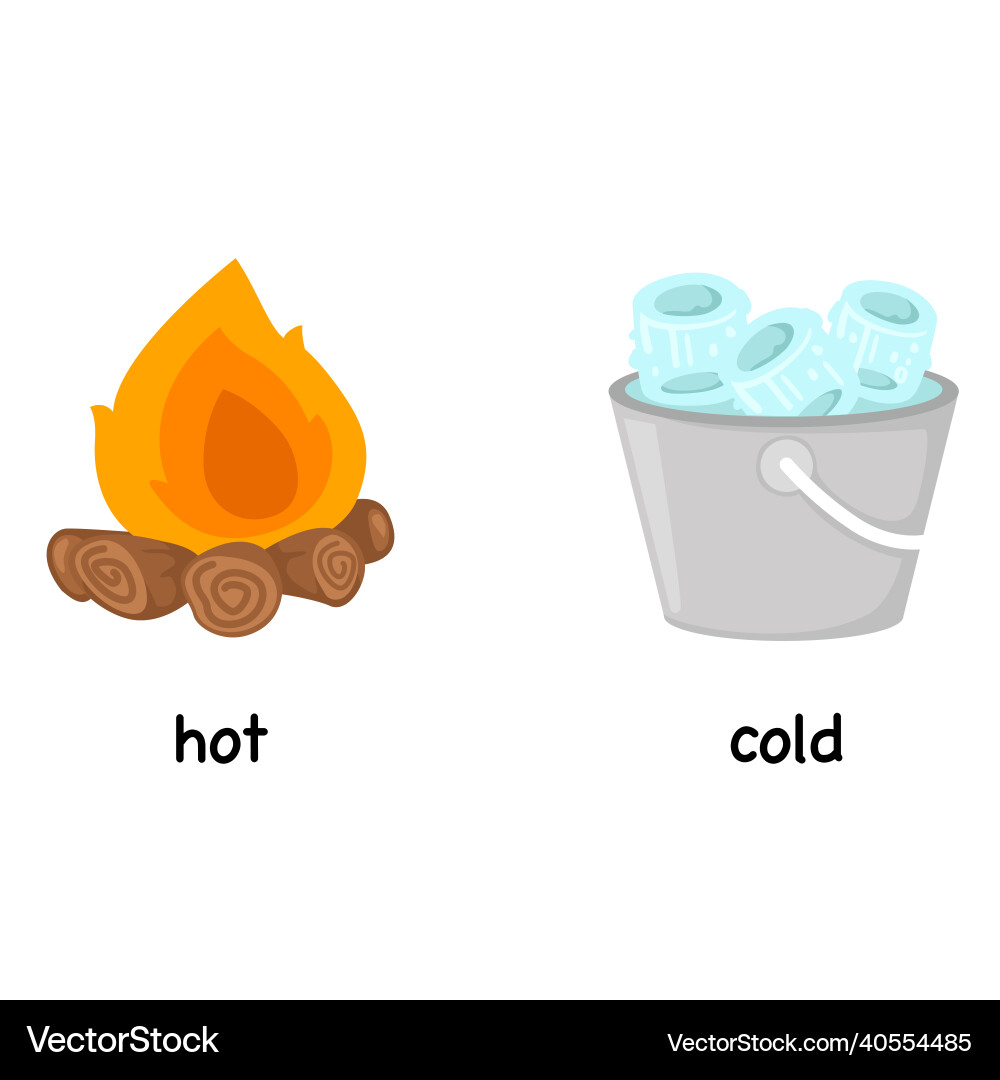 Gegenüber Wörter heiß und kalt Lizenzfreies Vektorbild