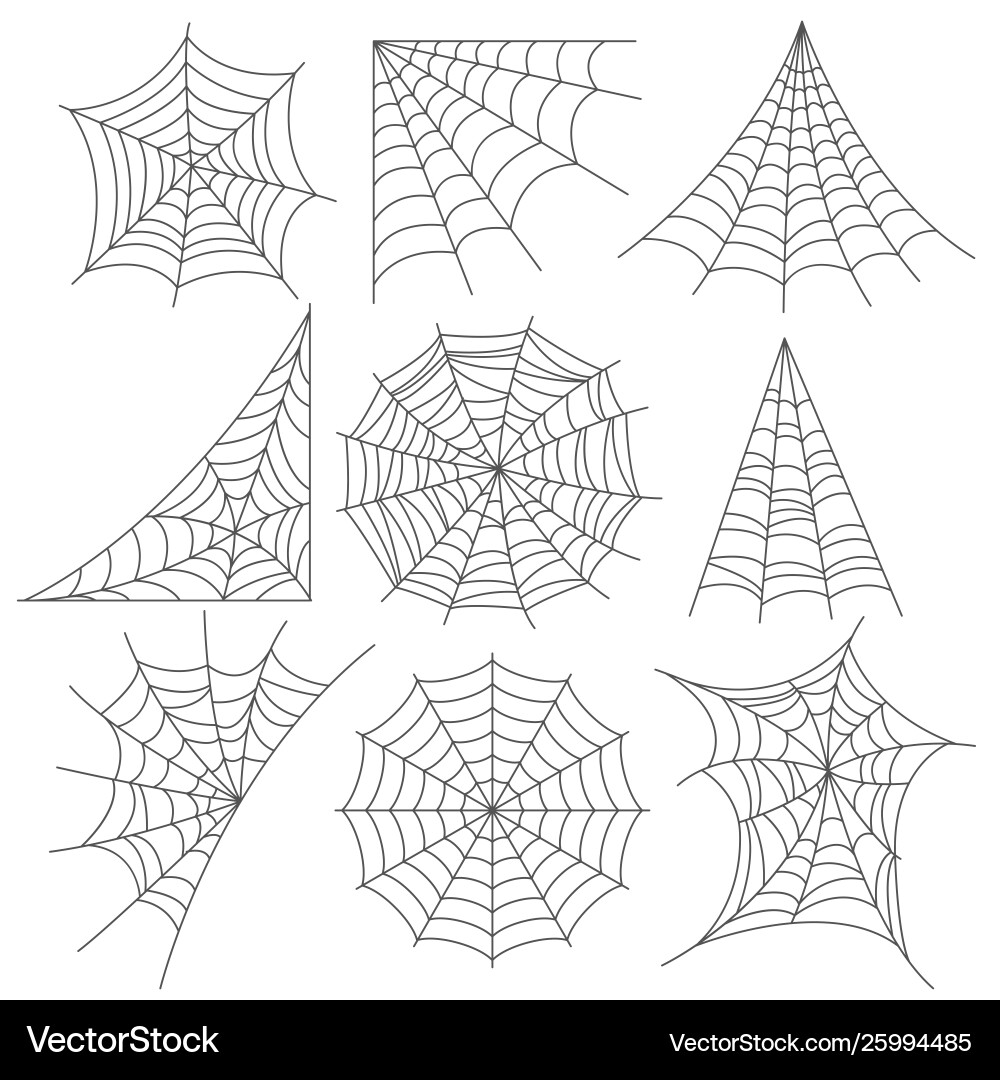 Spider web icons photo realistic set Royalty Free Vector