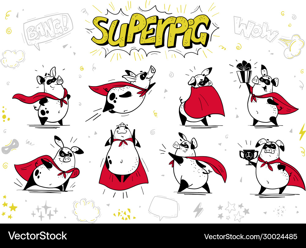 Super Pig Heroes Royalty Free Vector Image - VectorStock
