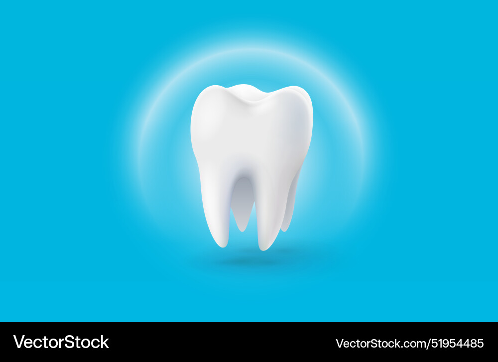 Tooth white 3d of a on light background Royalty Free Vector