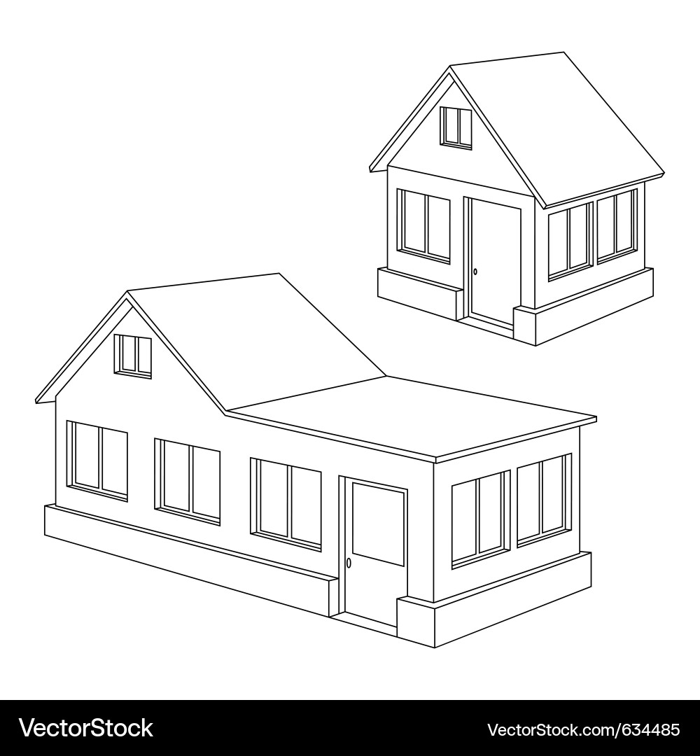 Two House Contours Royalty Free Vector Image - VectorStock