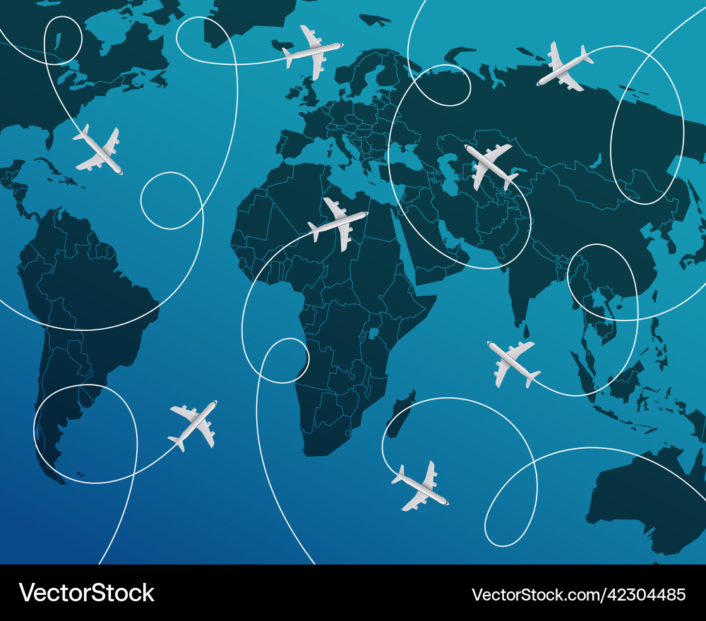 World immigration concept with aircrafts Vector Image