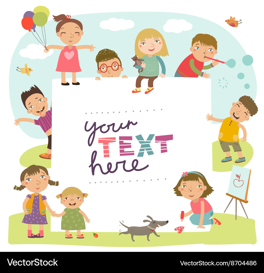 Background with cute kids Royalty Free Vector Image