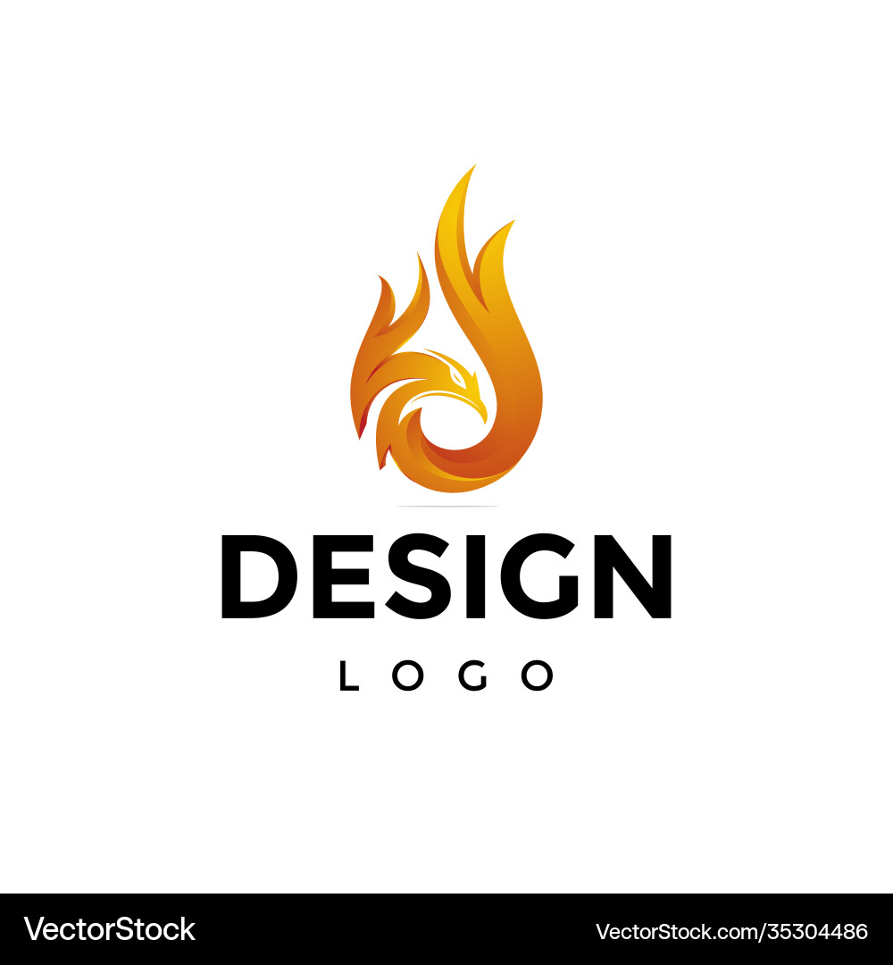 Colorful logo design falcon fire Royalty Free Vector Image
