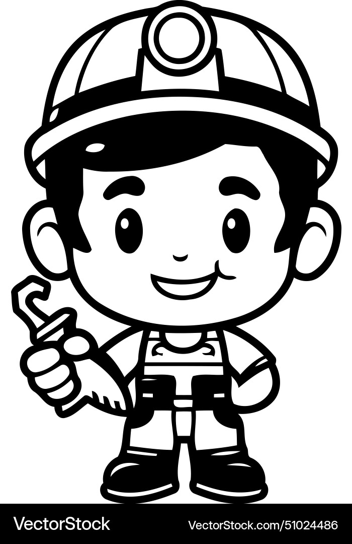 Cute builder boy character isolated on white Vector Image