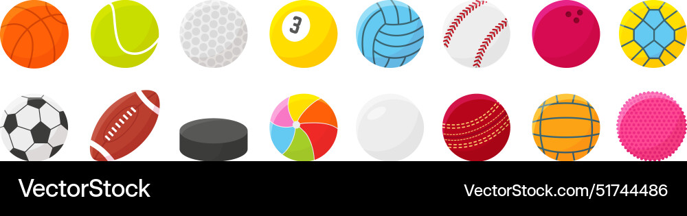 Different sport balls cartoon ball for training Vector Image