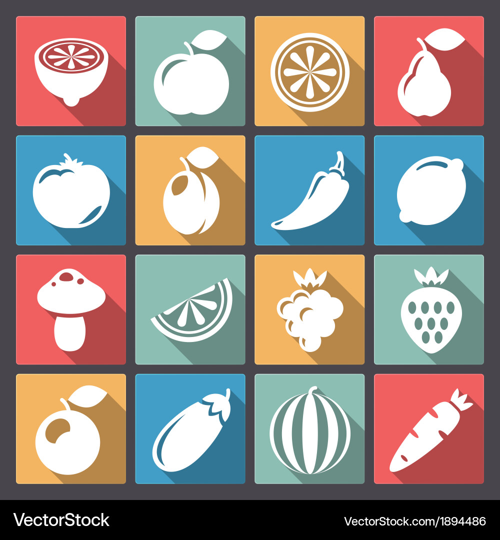 Flat Vegetable Icon Set Royalty Free Vector Image