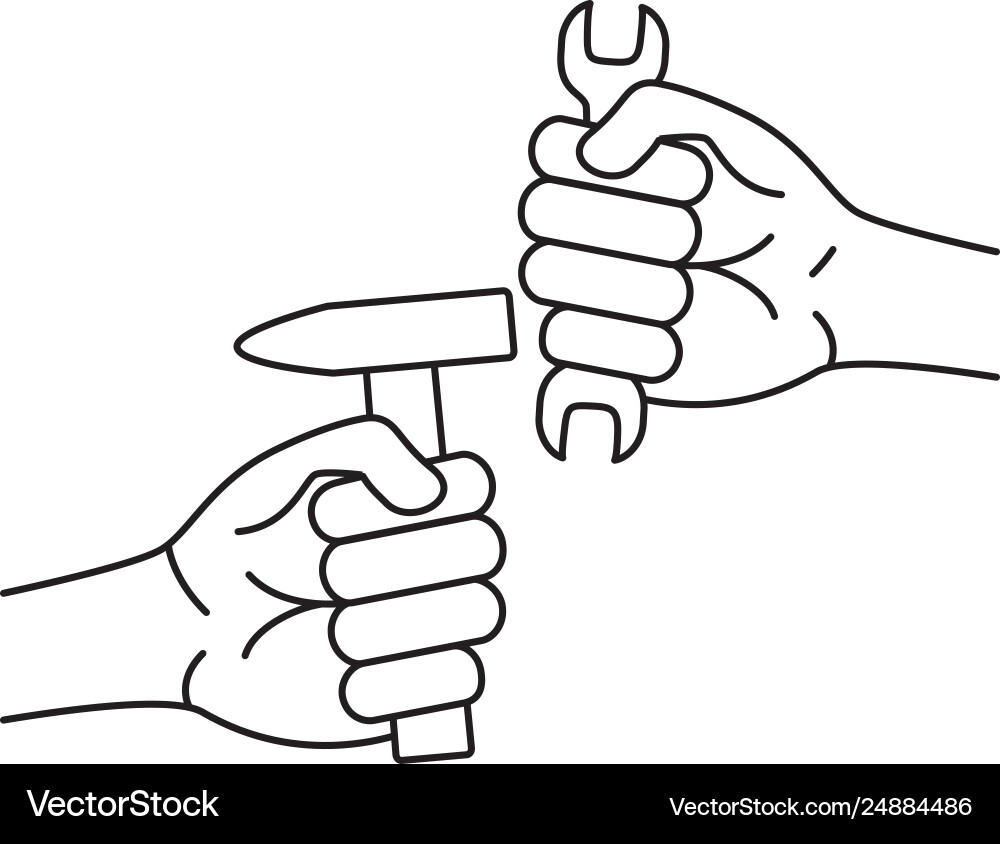Hands with tools labour day Royalty Free Vector Image