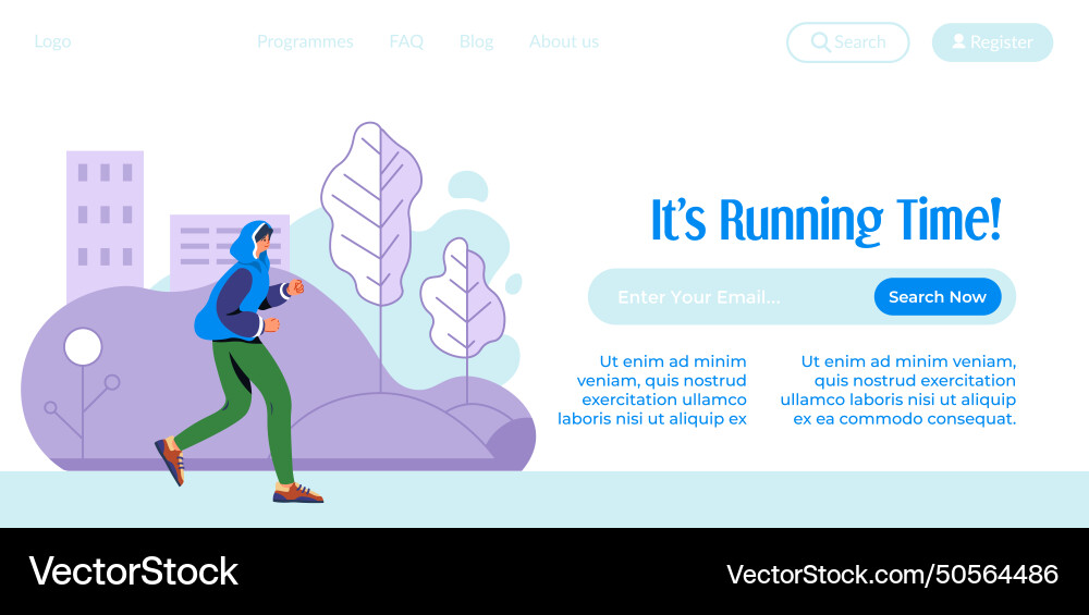 Running time person in park jogging website Vector Image